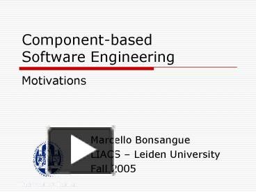 Component-based Software Engineering presentation | free to view