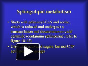 Sphingolipid metabolism presentation | free to view