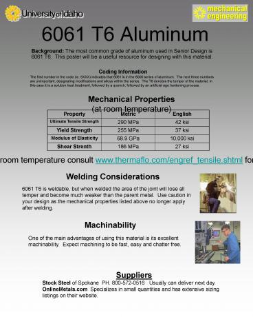 6061 T6 Aluminum presentation | free to download