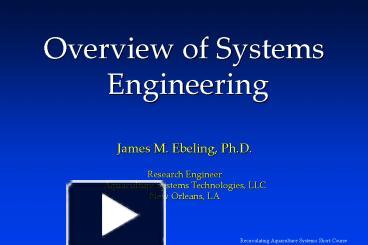Overview of Systems Engineering presentation | free to download