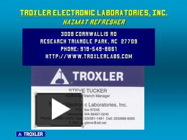 PPT – Troxler Electronic Laboratories, Inc. HazMat Refresher PowerPoint ...