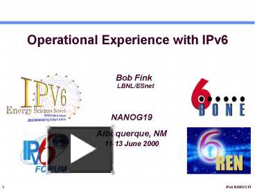 Operational Experience with IPv6 presentation | free to download