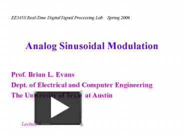 Analog Sinusoidal Modulation presentation | free to download