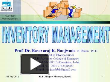 Inventory Management presentation | free to view