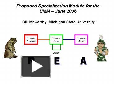 Proposed Specialization Module for the UMM June 2006 Bill McCarthy ...
