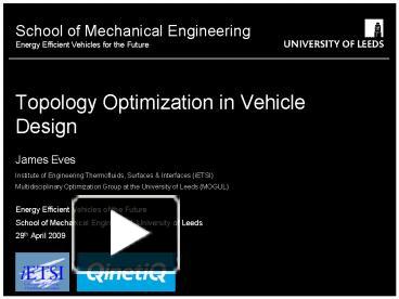 Topology Optimization in Vehicle Design presentation | free to view