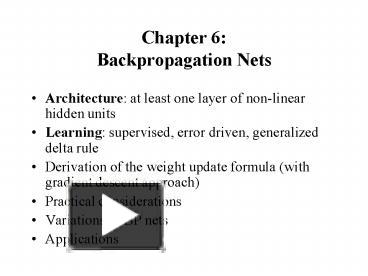 PPT – Chapter 6: Backpropagation Nets PowerPoint presentation | free to ...