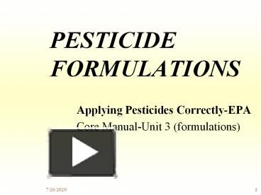 PESTICIDE FORMULATIONS presentation | free to download