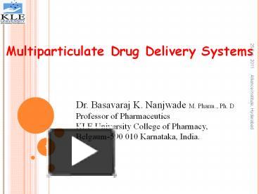 Multiparticulate Drug Delivery Systems presentation | free to view