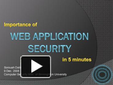 PPT – Web Application SECURITY PowerPoint presentation | free to ...