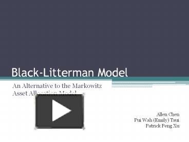 Black-Litterman Model presentation | free to download