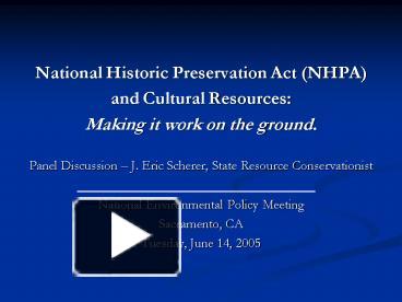 PPT – National Historic Preservation Act NHPA PowerPoint presentation ...