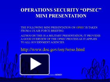 opsec presentation | free to view