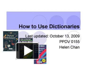 How to Use Dictionaries presentation | free to view
