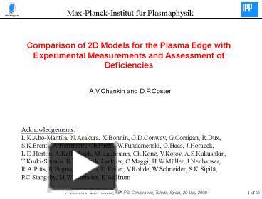 PPT – Comparison of 2D Models for the Plasma Edge with Experimental ...