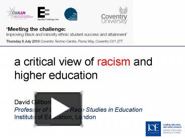 PPT – a critical view of racism and higher education PowerPoint ...