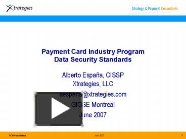 PPT – Payment Card Industry Program Data Security Standards PowerPoint ...
