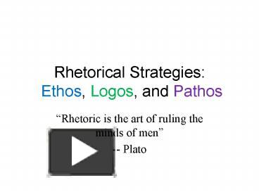 Rhetorical Strategies: Ethos, Logos, and Pathos presentation | free to view