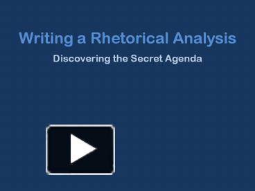 Writing a Rhetorical Analysis presentation | free to download