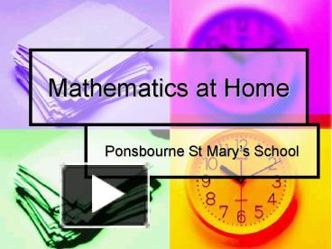 Mathematics at Home presentation | free to view