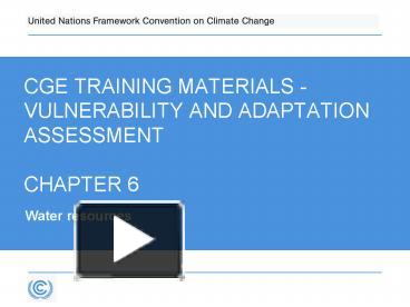 CGE Training materials - VULNERABILITY AND ADAPTATION Assessment ...