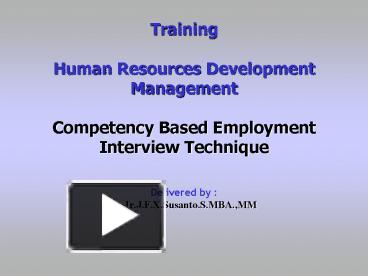 Training Human Resources Development Management Competency Based ...