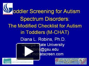 Toddler Screening for Autism Spectrum Disorders: The Modified Checklist ...