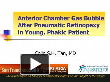 Anterior Chamber Gas Bubble After Pneumatic Retinopexy in Young, Phakic ...