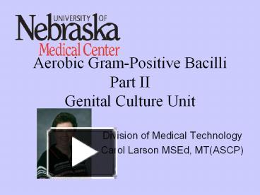 PPT – Aerobic Gram-Positive Bacilli Part II Genital Culture Unit ...
