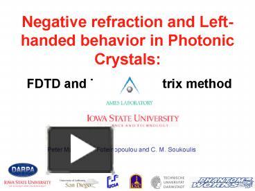 Negative refraction and Left-handed behavior in Photonic Crystals ...