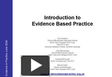 PPT – Introduction to Evidence Based Practice PowerPoint presentation ...