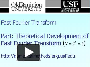 Numerical Methods Fast Fourier Transform Part: Theoretical Development ...