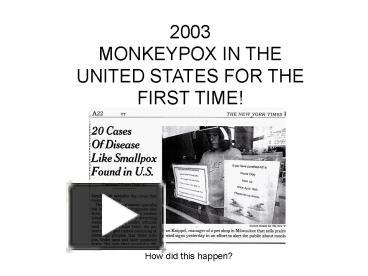 PPT – MONKEYPOX IN THE PowerPoint presentation | free to view - id ...