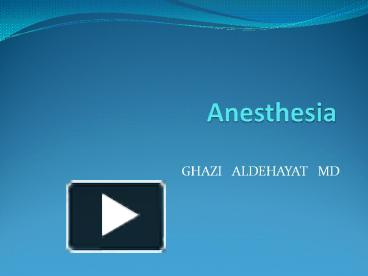Anesthesia presentation | free to view