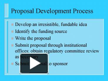 Proposal Development Process presentation | free to view