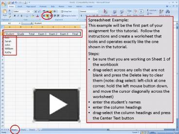 Spreadsheet Example: presentation | free to view