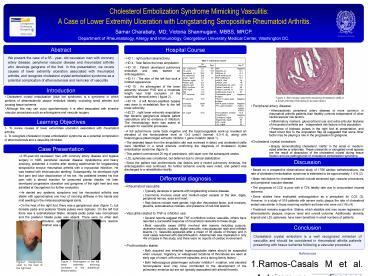 PPT – Cholesterol Embolization Syndrome Mimicking Vasculitis ...