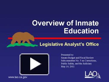 Overview of Inmate Education presentation | free to download
