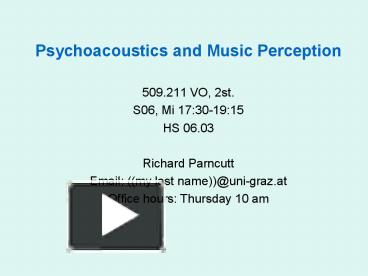 PPT – Psychoacoustics and Music Perception PowerPoint presentation ...