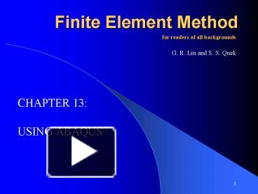 PPT – Finite Element Method PowerPoint presentation | free to download ...