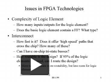 Issues in FPGA Technologies presentation | free to download