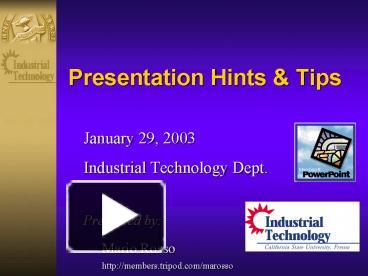 Presentation Hints presentation | free to download