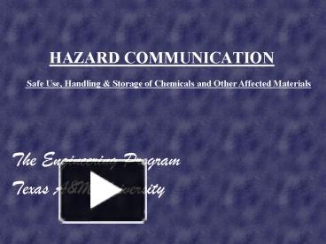 PPT – HAZARD COMMUNICATION PowerPoint presentation | free to view - id ...
