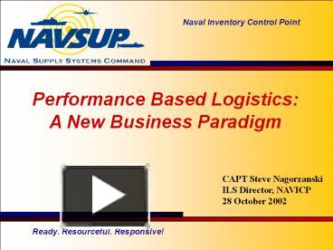 Performance Based Logistics: presentation | free to download