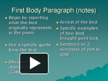First Body Paragraph (notes) presentation | free to view