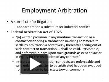 PPT – Employment Arbitration PowerPoint presentation | free to download ...