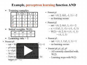 PPT – Example, perceptron learning function AND PowerPoint presentation ...