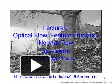 PPT – Lecture 9 Optical Flow, Feature Tracking, Normal Flow PowerPoint ...