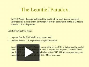 PPT – The Leontief Paradox PowerPoint presentation | free to download ...