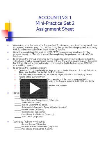 ACCOUNTING 1 Mini-Practice Set 2 Assignment Sheet presentation | free ...